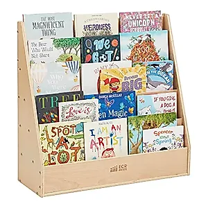 ECR4Kids Streamline Single-Sided Book Display with Storage, Classroom Bookshelf, Natural