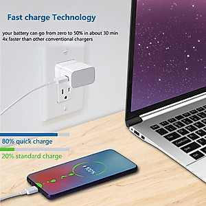 Adaptive Fast Charger Kit with USB Type C Cable【5 ft】 Fast Charging Wall Charger Block Compatible with Samsung Galaxy S21/S21 Ultra/S20/S20+/S10/S10e/S9/S8/S8Plus/Edge/Active/Note 8/9/10/20 (2 Pack)