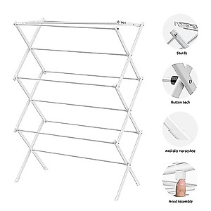 Jophaiipy Foldable Drying Rack Clothing,Clothes Drying Rack Folding Indoor and Outdoor Clothes Rack Space Saving,Laundry Drying Rack Collapsible-White…