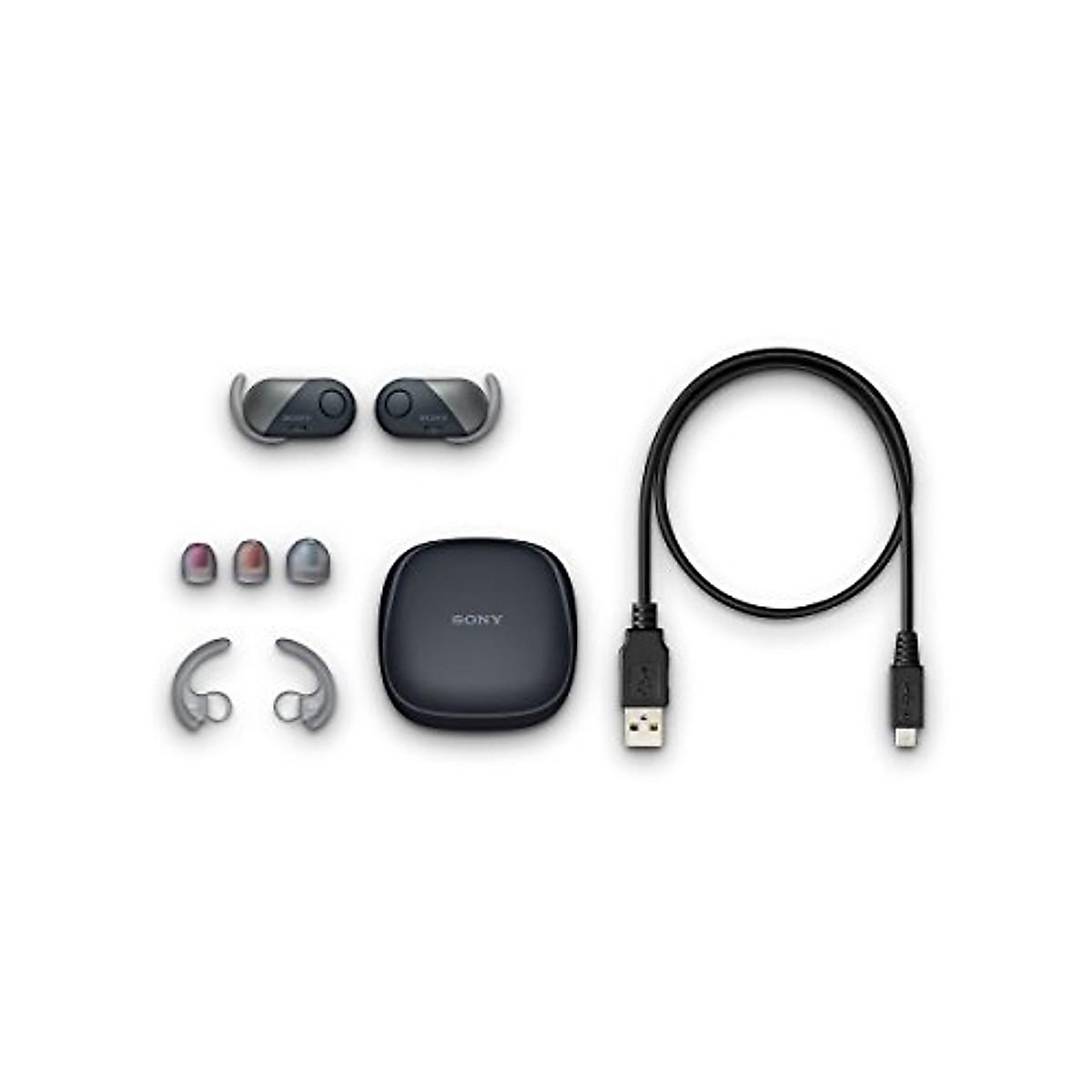 Sony WF-SP700N/W True Wireless Splash-Proof Noise-Cancelling Earbuds with Built-In Microphone (White), 5 x 2.4 x 6 inches