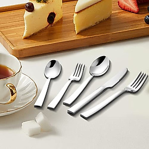 Kzovone Silverware Set, Stainless Steel Extra thick Square Flatware Set, Food-Grade Cutlery Tableware Set, Mirror Finish (10-Piece)