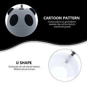 Healifty Kids Automatic Toothbrush Cartoon Panda Ergonomic U- Shaped Toothbrush (Age 7-15) Light Grey