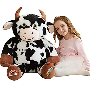 EARTHSOUND Giant Cow Stuffed Animal Plush Toy,Large Jumbo Cute Soft Toys,Big Size Huge Fluffy Plushy Oversized Fat Plushie,Gifts for Kid