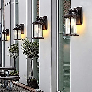 ZPTECH Outdoor wall light 32CM Transparent Glass Outdoor Wall Sconce Lights IP65 Waterproof Landscape Wall Lights Aluminum Home Villa Porch Garden Exterior Wall Lamps Rustic Courtyard Terrace Wall Dec