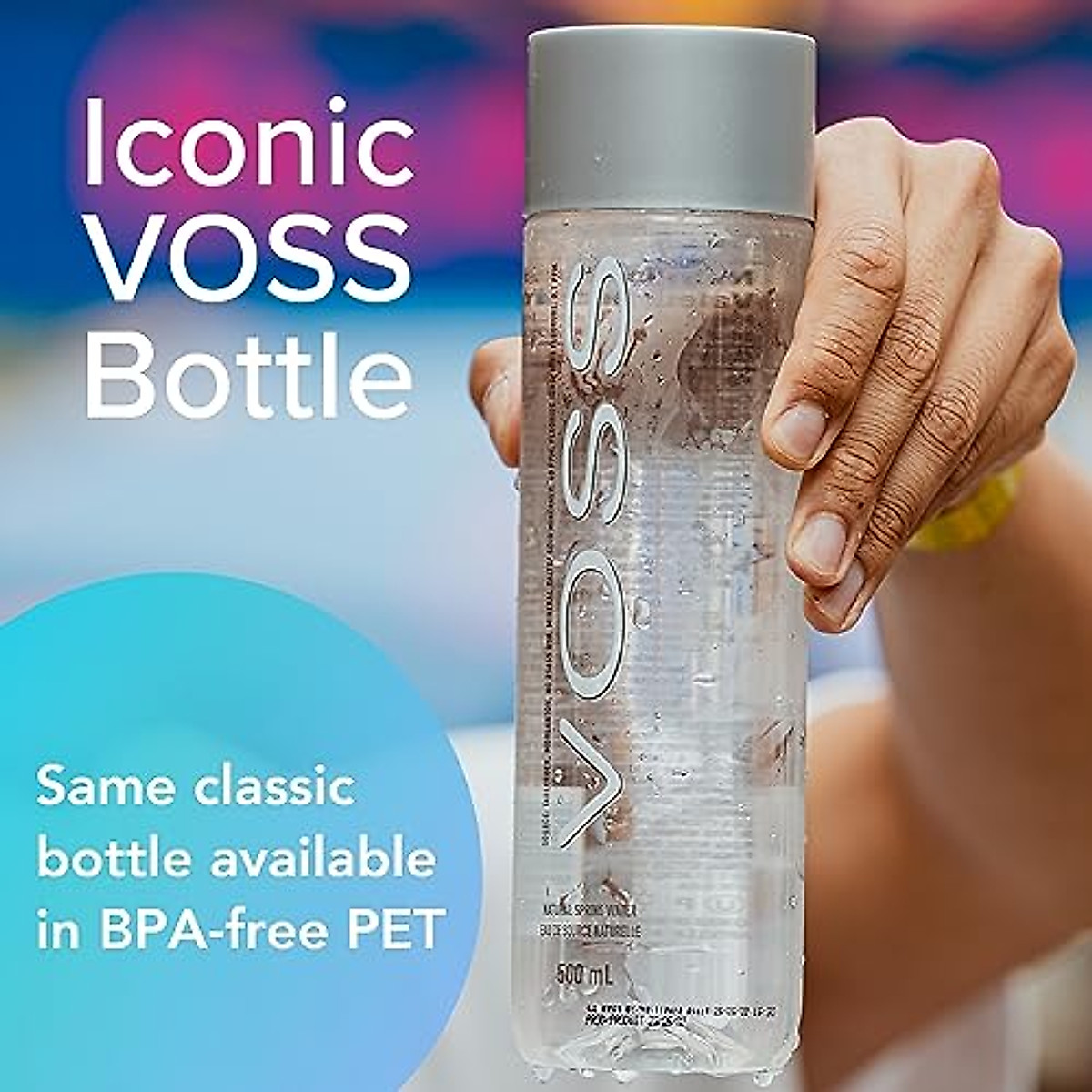 VOSS Premium Still Bottled Natural Water - BPA-Free - High Grade PET - Recyclable Plastic Water Bottles - Pure Drinking Water with Unique & Iconic Bottle Design - 12 Pack