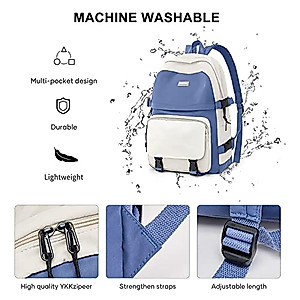 weradar Cute College Backpack for Women Men,Middle School Backpack For Teen Girls,Waterproof Travel Rucksack Casual Daypack,High School Bag For Boy,Kawaii Students(Blue)