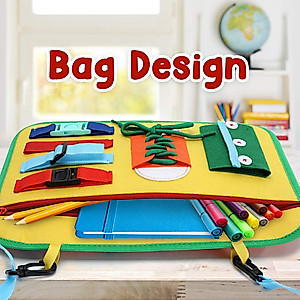 Busy Board - Montessori Toys Sensory Activity Board for Toddlers 3 4 Year Old Boys & Girls, Preschool Educational Travel Toy for Learn Basic Dress Skills and Fine Motor Skill