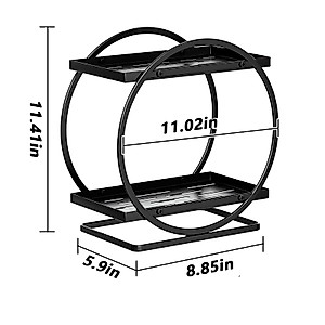 YFUIF 2 Tier Perfume Organizer, Bathroom Organizer Countertop, Dresser Makeup Vanity Skincare Storage Tray Shelf Rack Senior Room Decor Aesthetic Display Accessories (Black Gold)