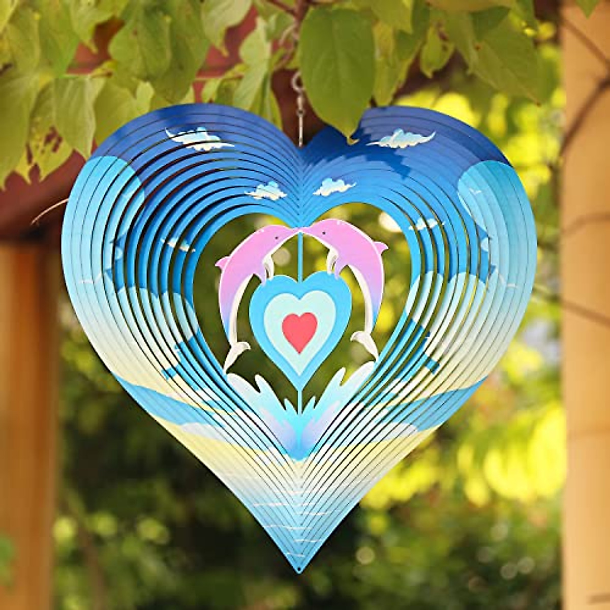 12" 3D Hanging Wind Spinners Windmills for The Yard Garden Decoration Large Metal Wind Chimes Sculptures Catchers Swivel Hooks Yard Haning Spinner Outdoor Indoor Crafts Pinwheel Lawn Art Home Decor