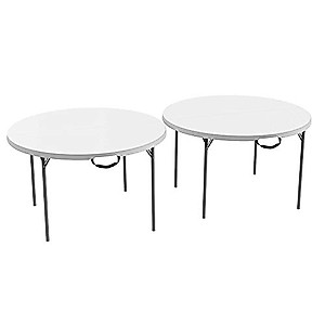 Lifetime 80886 48-Inch Round Fold-in-Half, 2 Pack, Light Commercial, White Granite Table