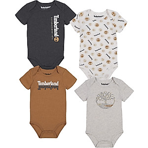 Timberland baby boys 4 Pieces Pack Bodysuits and Toddler Layette Set, Deep Black, 0-3 Months US