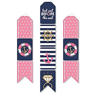 Big Dot of Happiness Last Sail Before The Veil - Hanging Vertical Paper Door Banners - Nautical Bachelorette and Bridal Shower Wall Decoration Kit - Indoor Door Decor