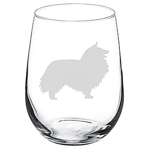 Wine Glass Goblet Shetland Sheepdog (17 oz Stemless)