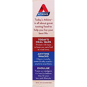 Atkins Chocolate Almond Butter Protein Meal Bar, Keto Friendly, 5 Count