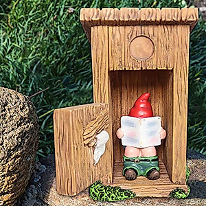 nezababy Funny Garden Gnome Outdoor Statues Naughty Sculpture Decoration Inappropriate Read Newspaper Gnome for Indoor Lawn Yard Red