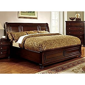 24/7 Shop at Home Aaron Traditional Wood Queen Panel Bed, Dark Cherry