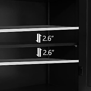 Iwell Bathroom Cabinet - Bathroom Storage with 2 Doors & 2 Shelves, 3 Heights Available, Floor Cabinet for Living Room, Bedroom, Kitchen, Home Office, Black.