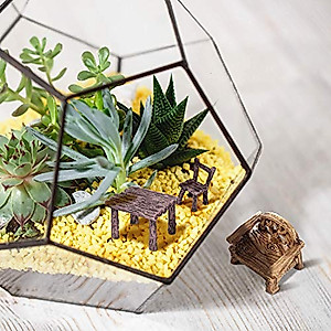 12 Pieces Fairy Garden Furniture Ornaments Miniature Table and Chairs Set Fairy Village Micro Resin Bench Chair for Dollhouse Accessories Home Micro Landscape Decoration (Vintage Style)