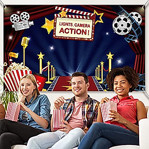 Movie Theme Party Decorations Supplies, Large Fabric Backdrop for Movie Night Birthday Party Event Awards Night Ceremony Photo Photography Booth Background, 72.8 x 43.3 Inch