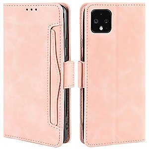 HualuBro Google Pixel 4 Case, Magnetic Full Body Protection Shockproof Flip Leather Wallet Case Cover with Card Slot Holder for Google Pixel 4 Phone Case (Pink)