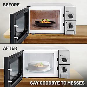 Microwave Cover for Food, Microwave Splatter Proof Plate Guard, Microwave Lid Food Cover for Microwave Oven with Steam Vents, Clear Dishwasher Safe BPA Free Plastic, 10 Inch – By RamPro