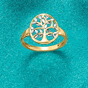 Ross-Simons 14kt 2-Tone Gold Cut-Out Tree Of Life Ring. Size 8