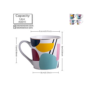 Aubcee 14 oz Coffee Mugs, Set of 4 Ceramic Coffee Mug Sets, Coffee Mugs,Tea Cups for Office and Home