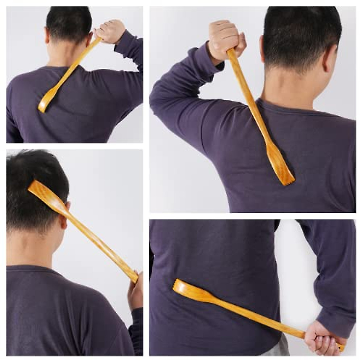 ITCHY-BAN Oversized Wooden Back Scratcher: 18'' Extended Curved Handle for Better Reach, Handcrafted to Perfection, Instant Itch Relief, Gentle on Skin Leave No Scratch Marks (Yellow)