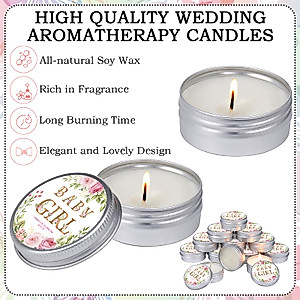 MTLEE 50 Pcs Baby Shower Scented Candles Gift Travel Tin Candle Aromatherapy Candle Favors for Winter Baby Shower Favors Wedding Gifts, Compound Scent Essential Oil(Baby Girl)