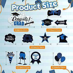 12 Pieces Graduation Magnetic Decals Decorations Congrats Grad Car Magnets Happy Graduation Magnetic Fridge Decoration Proud of You Magnet Decal Trencher Cap Fridge Magnets Graduation Stickers (Blue)