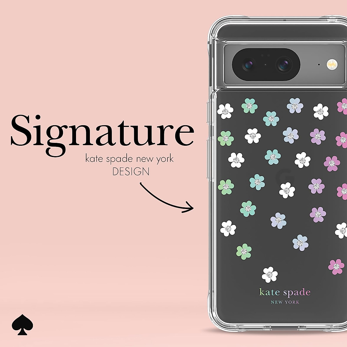 kate spade new york Google Pixel 8 Case, Compatible with Wireless Charging - Scattered Flowers