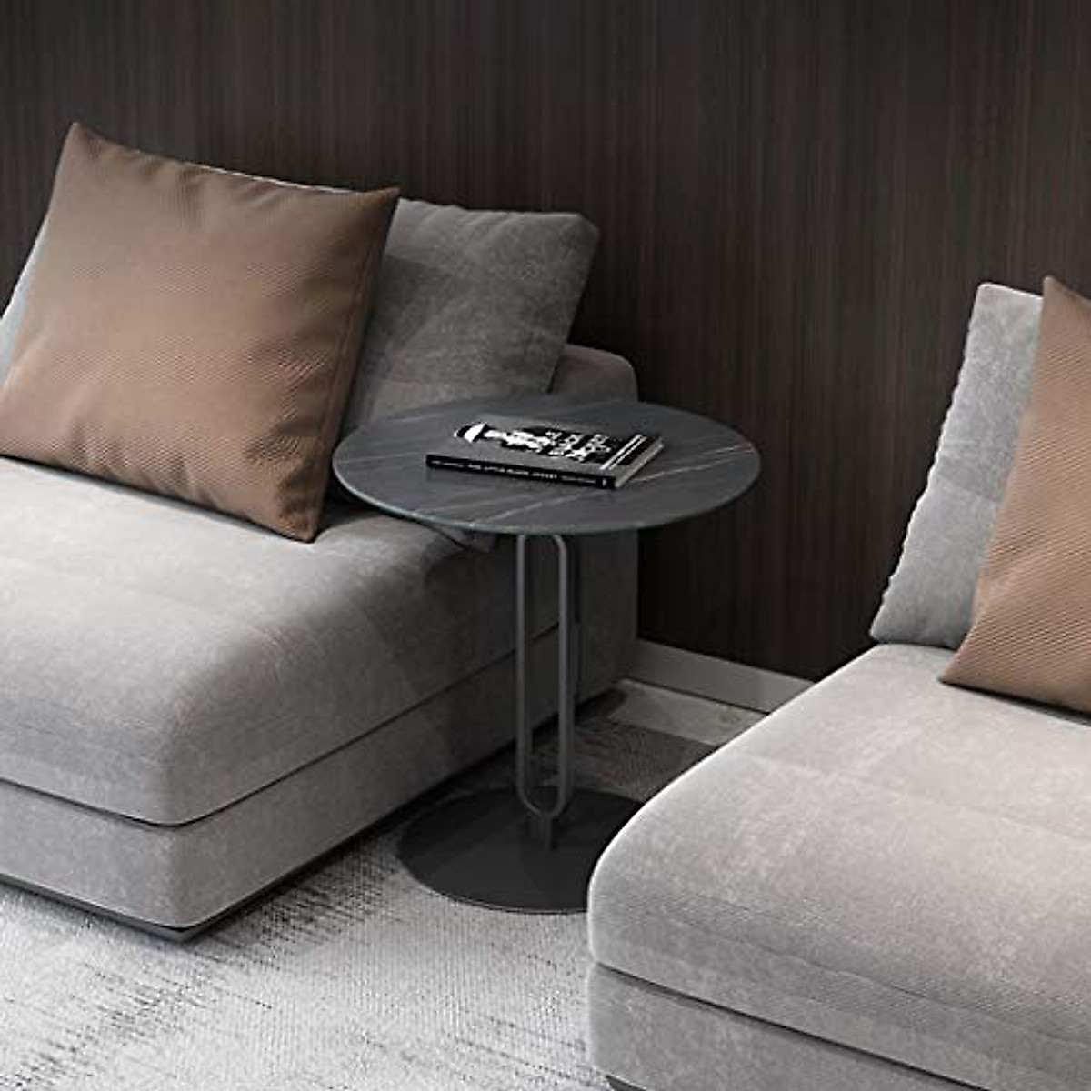 Articles for daily use Round Coffee Table in Balcony Living Room, Simple Metal Sofa Table, Round Side Table with Metal Frame, Industrial Home Living Room and Bedroom Furniture