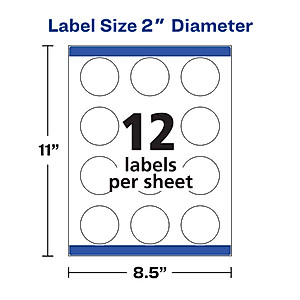 Avery Printable Round Labels with Sure Feed, 2" Diameter, Matte White, 300 Customizable Labels (22877)