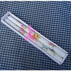 Decorative Hand Painted Pastel Easter Egg and Flowers Taper Candles Spring Decorations for the Home Table Decor