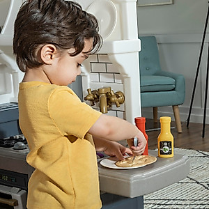 Step2 Gilded Gourmet Kitchen Playset for Kids, Indoor/Outdoor Play Kitchen Set, Toddlers 2+ Years Old, 20+ Piece Kitchen Toy Set, Easy to Assemble, White, Blue, Gray