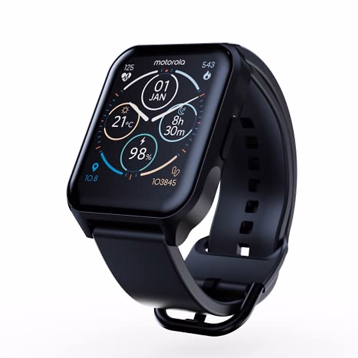 Motorola Moto Watch 70 - Health and Fitness Smartwatch for Every Day Wear, Advanced Health Features, Up to 10 Days Battery Life - Compatible with Android and iOS, Phantom Black