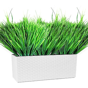 YDSIII 20Pcs Artificial Outdoor Plants,Fake Plants Wheat Grass Greenery Shrubs UV Resistant Faux Plastic Plants Outdoor Window Box Verandah Hanging Planter Home Garde Window Box Décor (Grass)