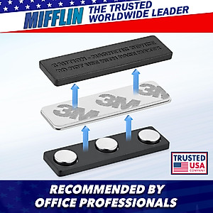 Mifflin-USA Name Tag Magnets (10 Badge Holder Magnets, 1.75 x 0.5 inches), Name Tag Magnet Backs w/ 3 Extra-Strong Neodymium Magnets for ID Badge Holders