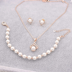 OTTFF Bridesmaid Jewelry Set For Wedding,6 Sets Rose Gold Plated With Pearl Necklace Earrings Bracelet Set For Bridesmaid Gift,Wedding Party Costume Accessories Gifts for Women