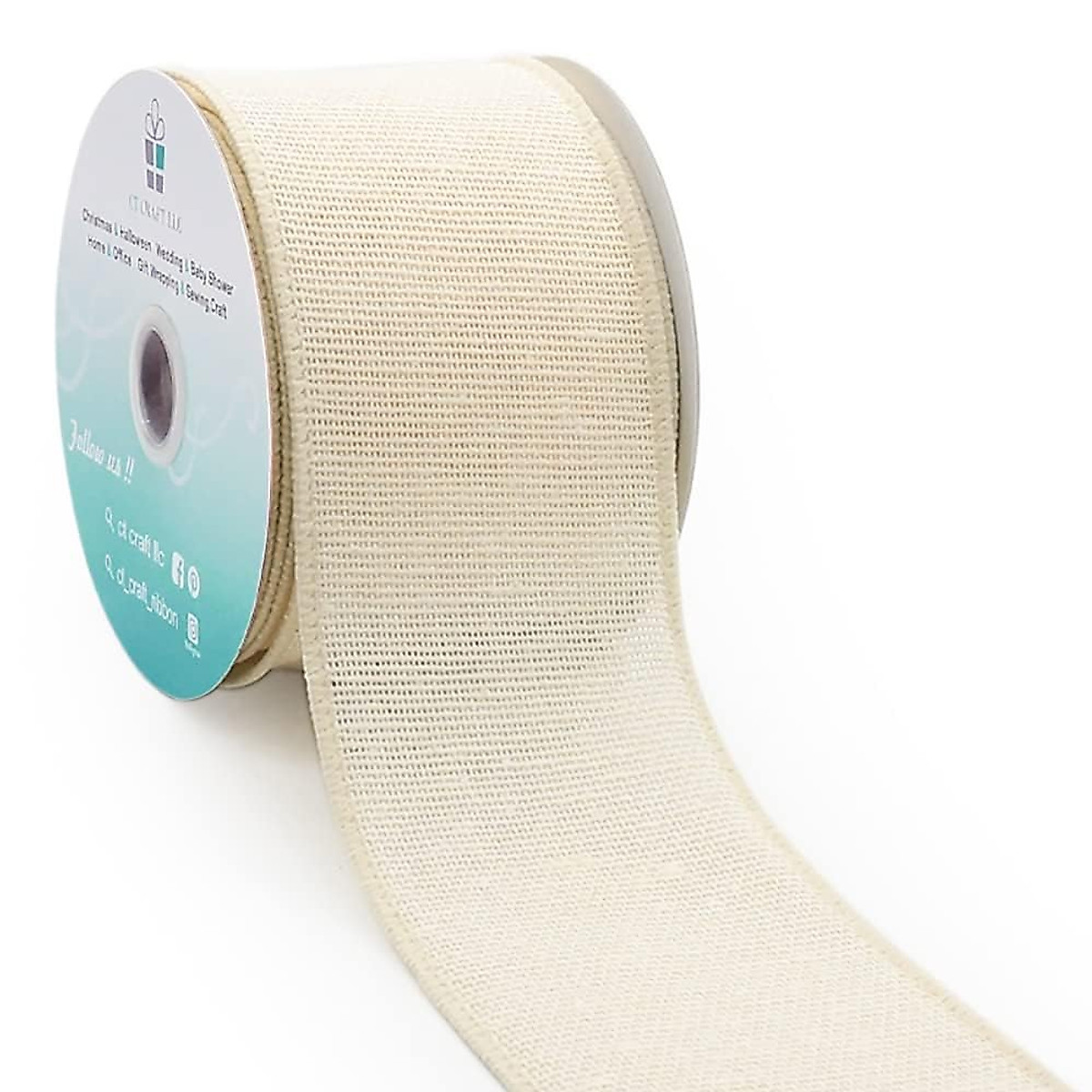 CT CRAFT LLC Canvas Wired Ribbon for Gift Wrapping, Home Decor, Decoration DIYs and Crafts, 2.5 Inch x 10 Yards x 1 Roll - Gray