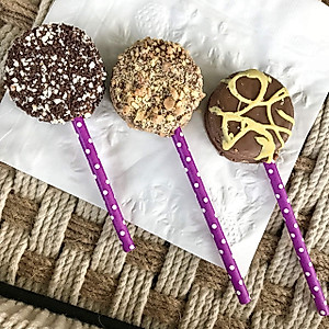 Purple and White Paper Straws - Polka Dot - 7.75 Inches - 50 Pack