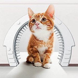 FICUSWIN Cat Door Interior Door, Pet Door with Removable Cleaning Grooming Brush, Large Pet Cat Pass for Adult Cats up to 35 Lbs,Indoor Pet Door for Wall Easy to Install, Safe Material