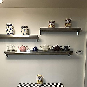 MYOYA Stainless Steel Shelf 12" x 48" 280lbs Heavy Duty Metal Shelves NSF Commercial Wall Mounted Floating Shelving with Backsplash and Brackets for Kitchen Restaurant Bar Hotel and Garage