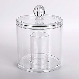 Hipiwe Cotton Ball and Swab Organizer with Lid Apothecary Acrylic Jar Makeup Cotton Organizer Bathroom Storage Canister Jar for Cotton Rounds Pads Q-tips Holder