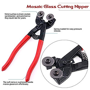 Hilitchi 5Pcs Wheeled Glass Tile Nipper Running Plier Breaking Grozer Plier Pistol Grip Glass Cutter with Bonus Hex Wrench Heavy Duty Stained Glass Tools Mosaic Tools Assortment Kit for Stained Glass