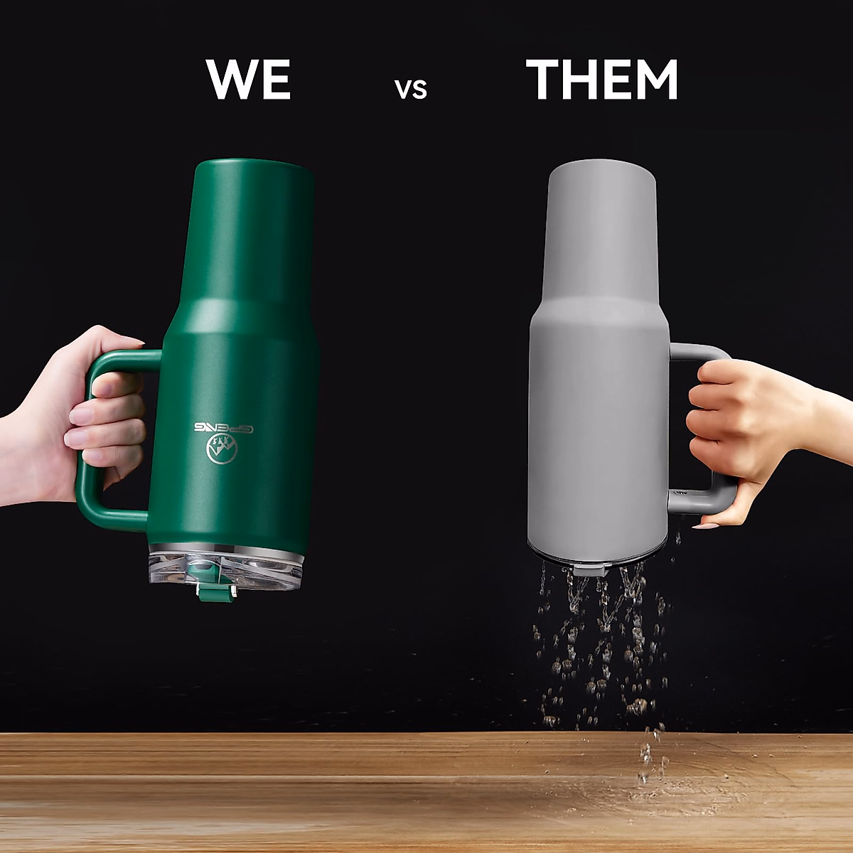 Gpeng 30/40/50 oz Tumbler with Handle, Water Bottles with Straw Lid, Insulated Stainless Steel Travel Mug Cup Holder Friendly, Keep Drinks Cold or Hot for Hours