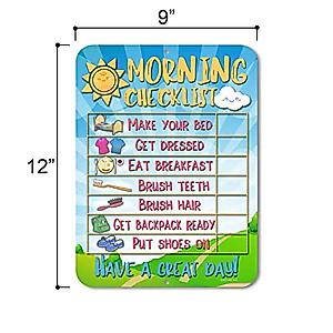 Honey Dew Gifts Daily Morning Routine Reward Chart for Kids and Autism - Tin Learning Calendar for Kids, Teaching Tool