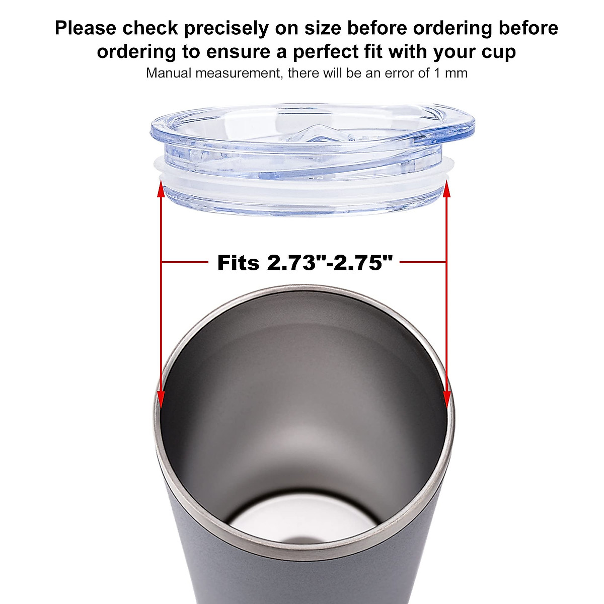 koodee Skinny Tumbler Lid-2 Pack Sealing Slider Replacement Lids Spill Proof Splash Resistant Covers Fits 2.73-2.75in Skinny Tumbler