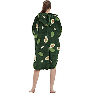 ABENCA Wearable Blanket Hoodie Adult Oversized Sweatshirt Light Flannel Sherpa, Warm and Cozy, One Size Fits All.Avocado