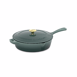 Cuisinart CI45-30SGM Chef's Classic Enameled Cast Iron 12-Inch Chicken Fryer with Cover, Green Gradient